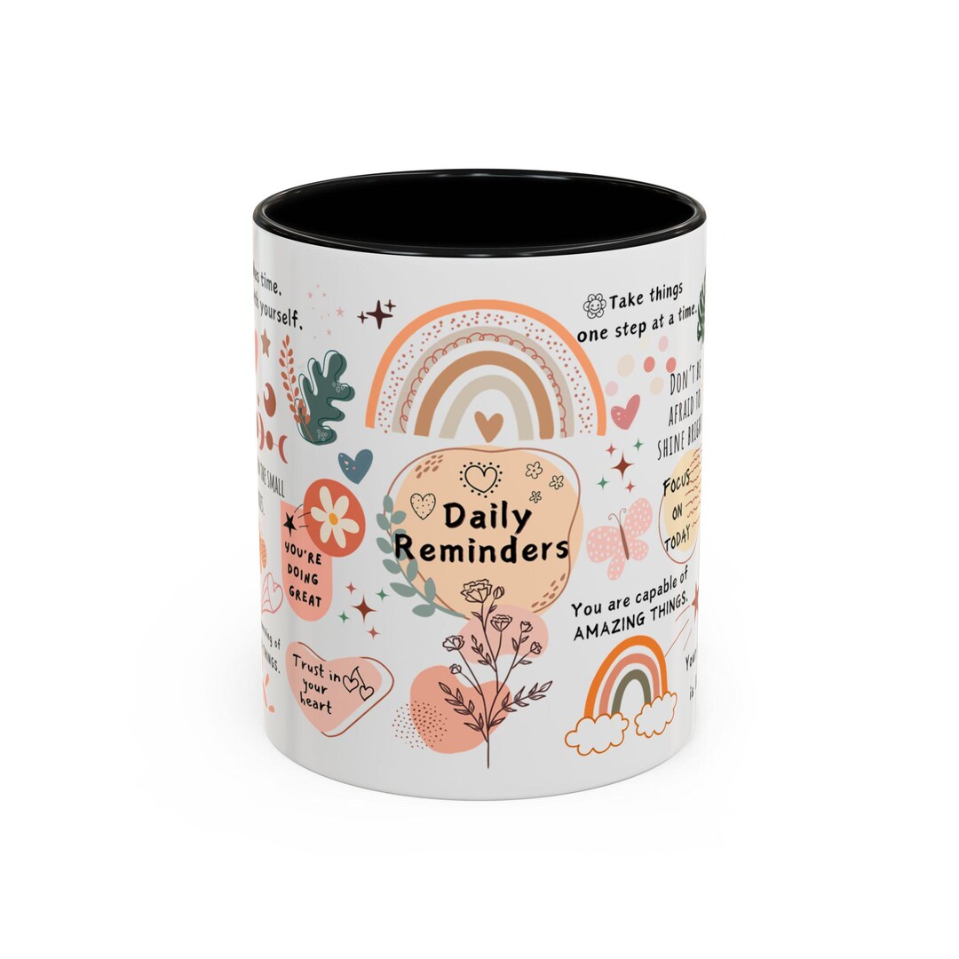 Daily Reminders Coffee Mug, Positive Affirmations, Mental Health Gift ...