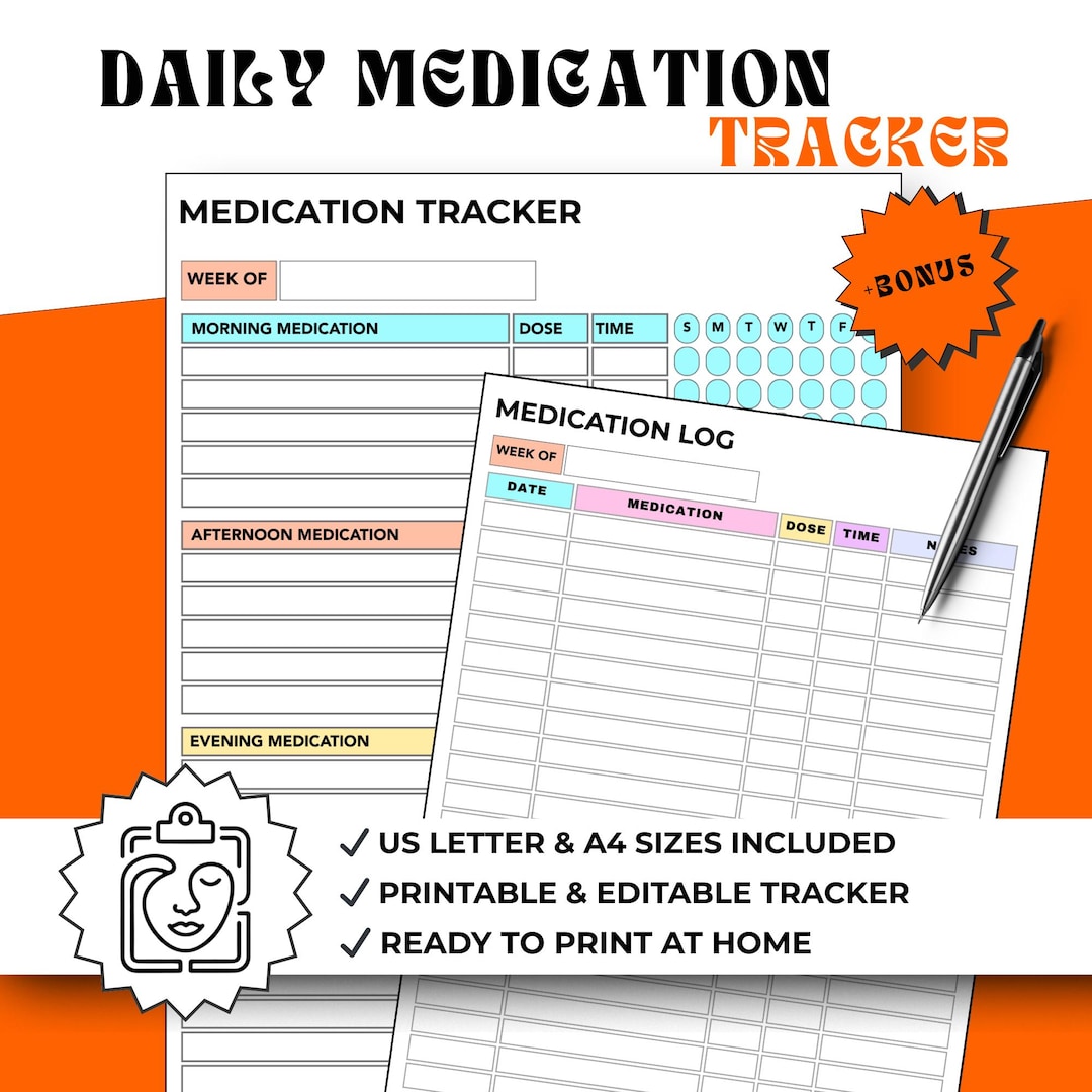 Medication Tracker Printable – Daily Medicine Log & Pill Organizer ...