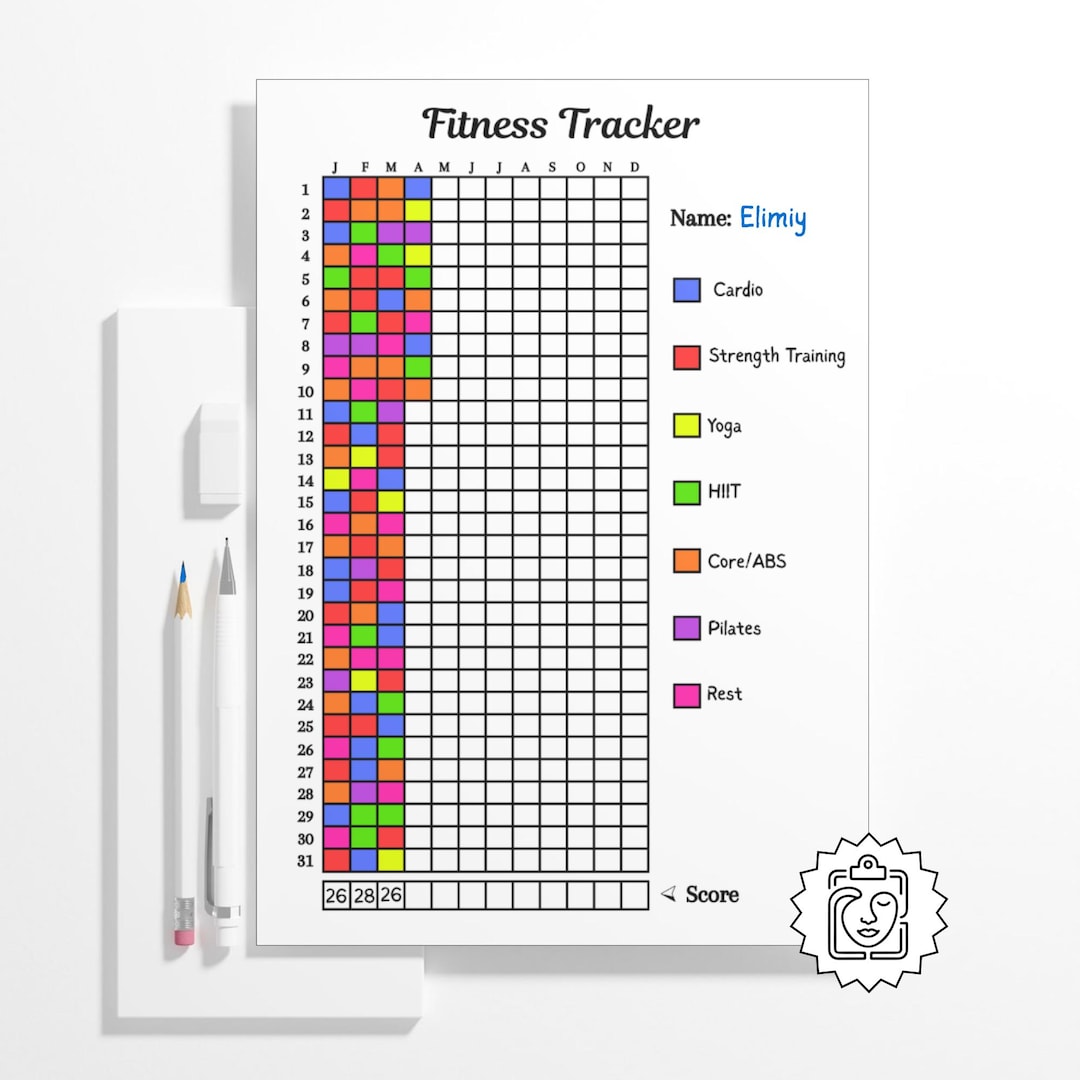 Yearly Fitness Tracker Printable | Workout, Exercise, Activity & Health ...