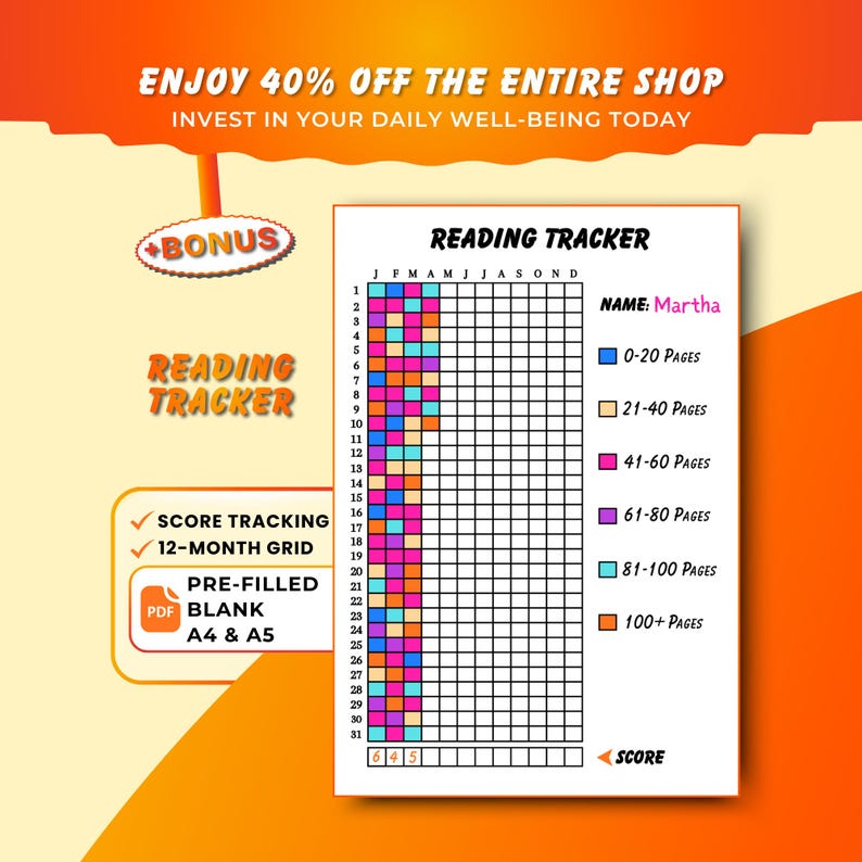 Reading Tracker Printable, Yearly Book Log & Reading Challenge With ...