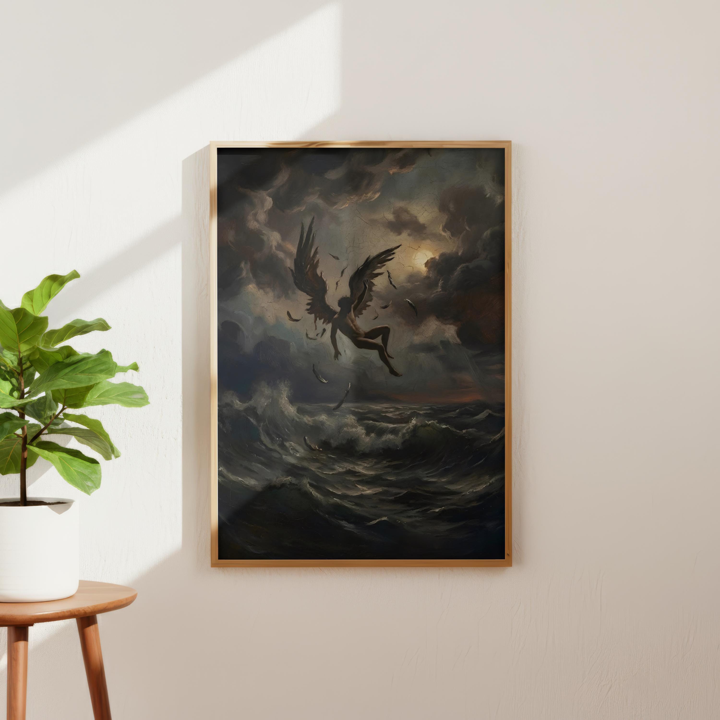 Fall of Icarus Poster | Greek Mythology Art | Dark Academia Decor ...