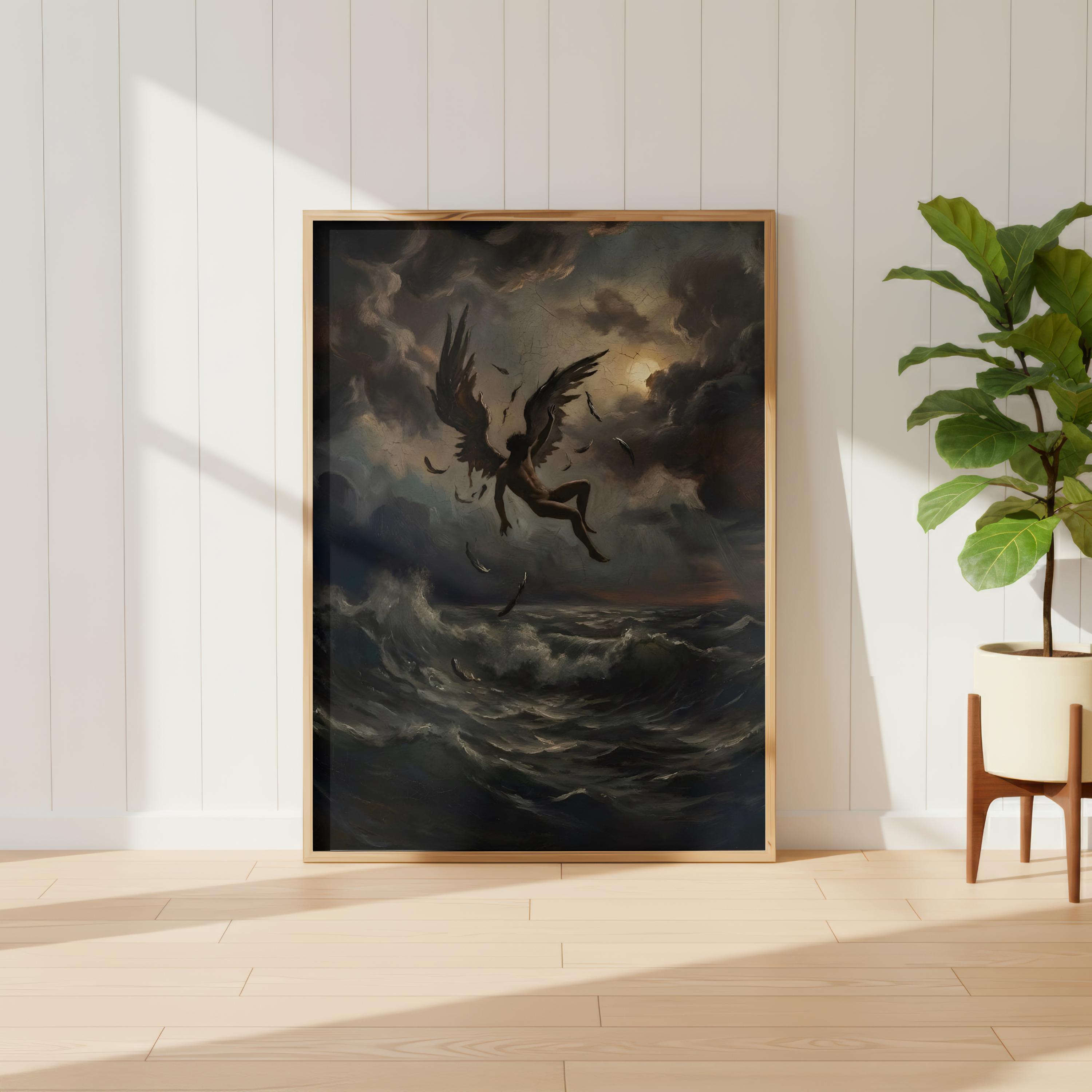 Fall of Icarus Poster | Greek Mythology Art | Dark Academia Decor ...