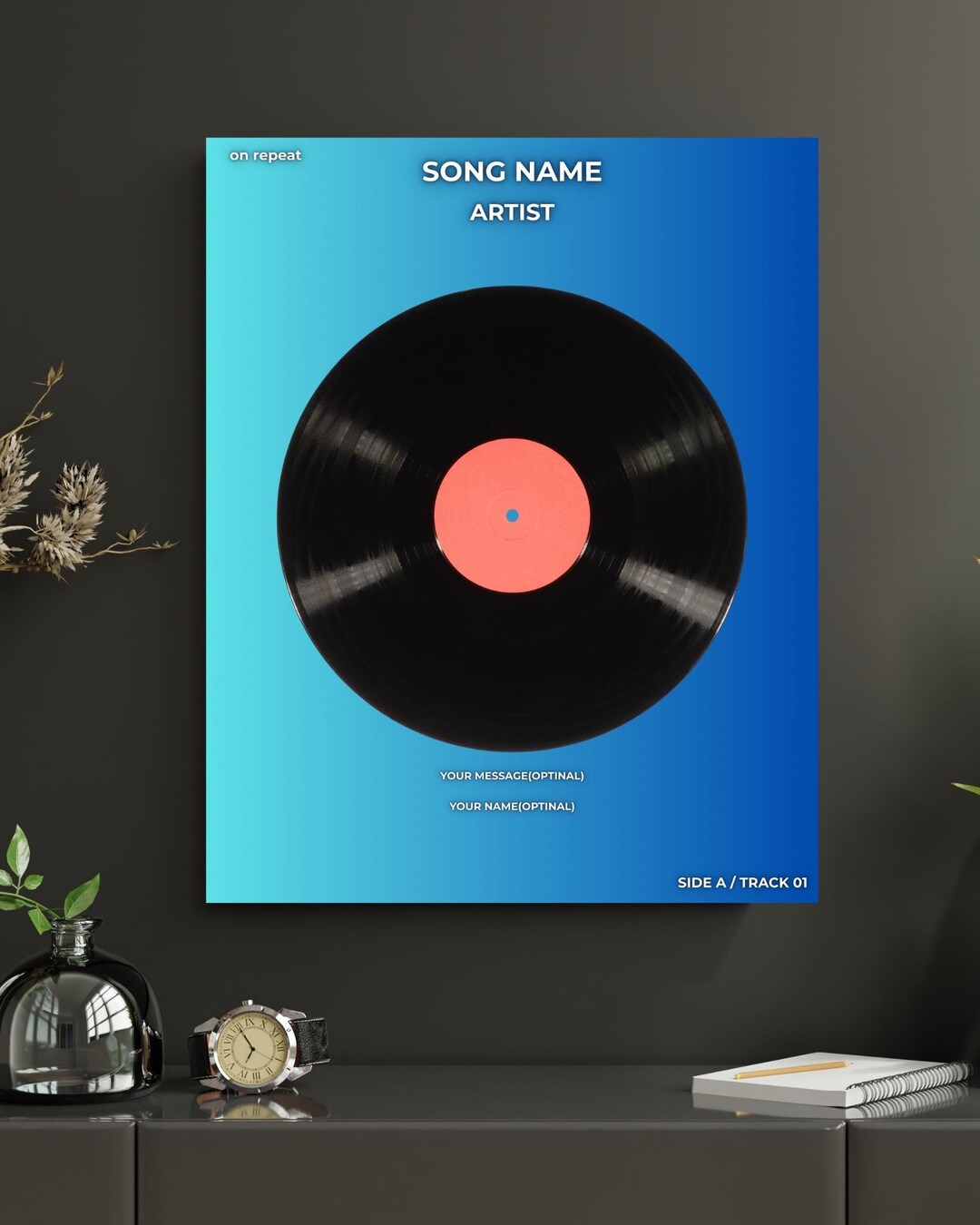 Personalized Song Vinyl Record Print, Aura Gradient Wall Art (digital ...