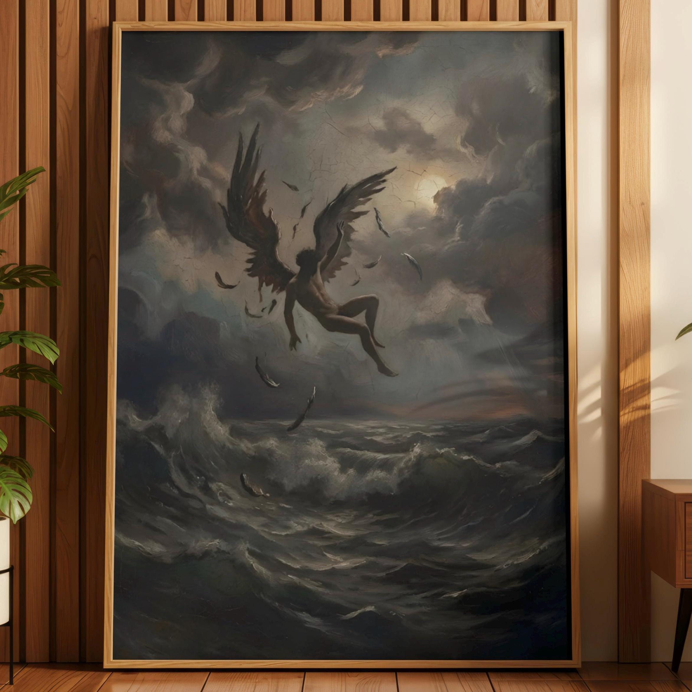 Fall of Icarus Poster | Greek Mythology Art | Dark Academia Decor ...