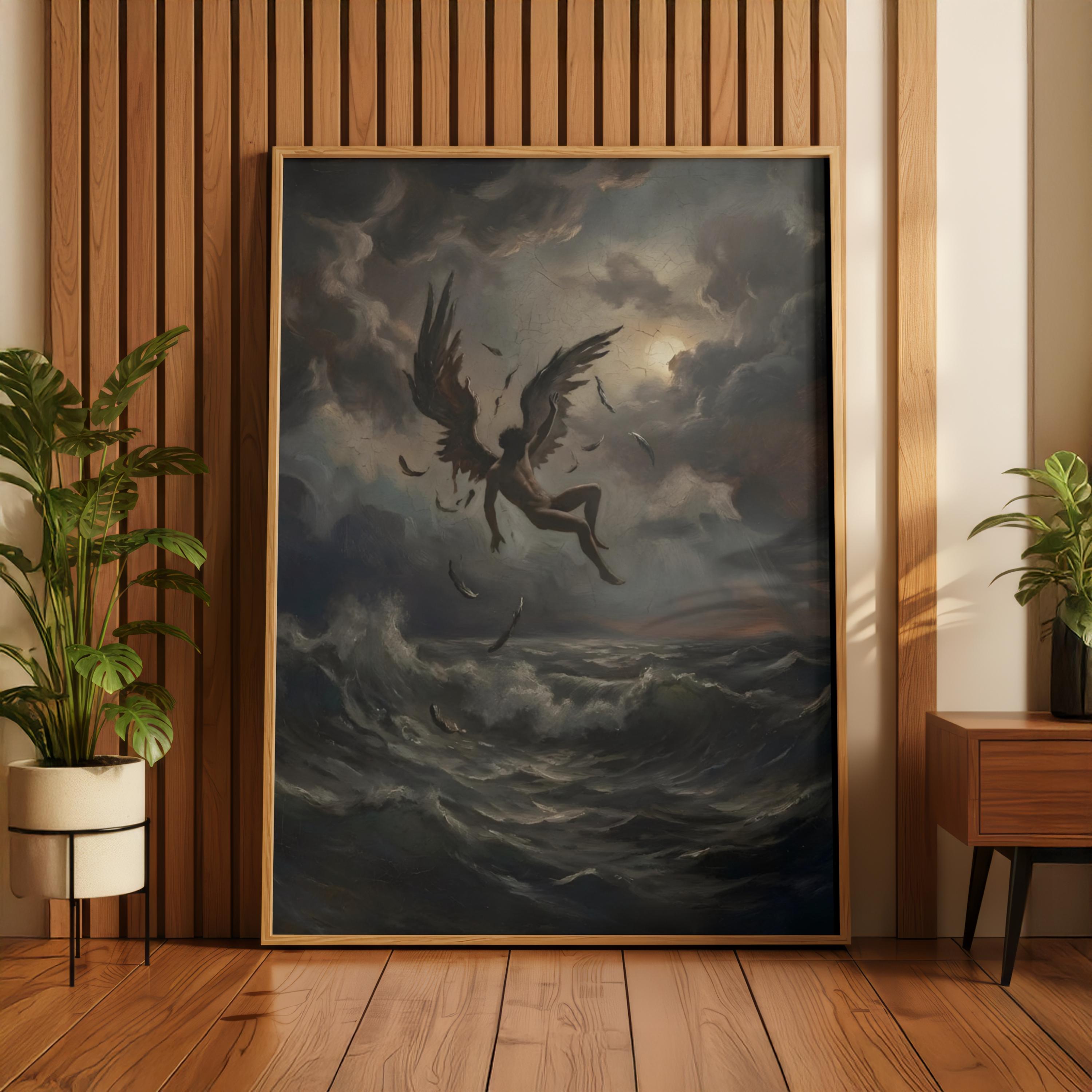 Fall of Icarus Poster | Greek Mythology Art | Dark Academia Decor ...