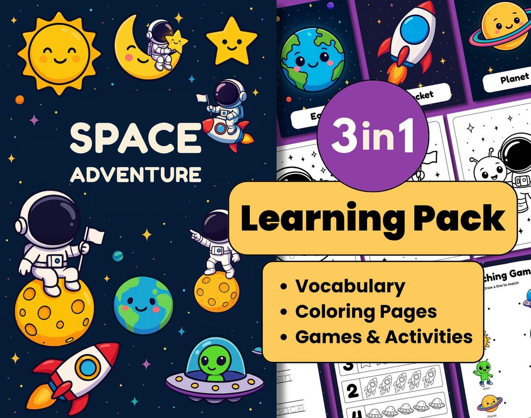 Space Adventure Learning Pack: Flashcards, Coloring, Activities (PDF ...