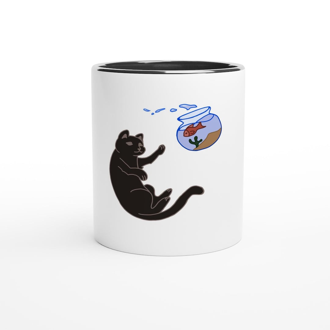 Ceramic Wite Mug 325ml (11oz)with a Cat, Colored on the Inside|mug ...