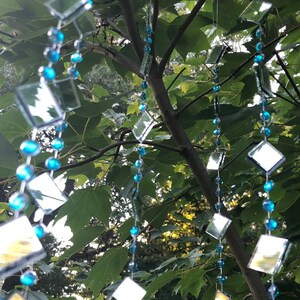 Sun Catcher Garden Art, Mirror Strings W/ Turquoise Rhinestones ...