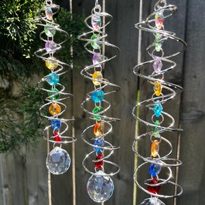 Spinning Sun Catcher With Colorful Crystals W/silver Accents, Garden ...