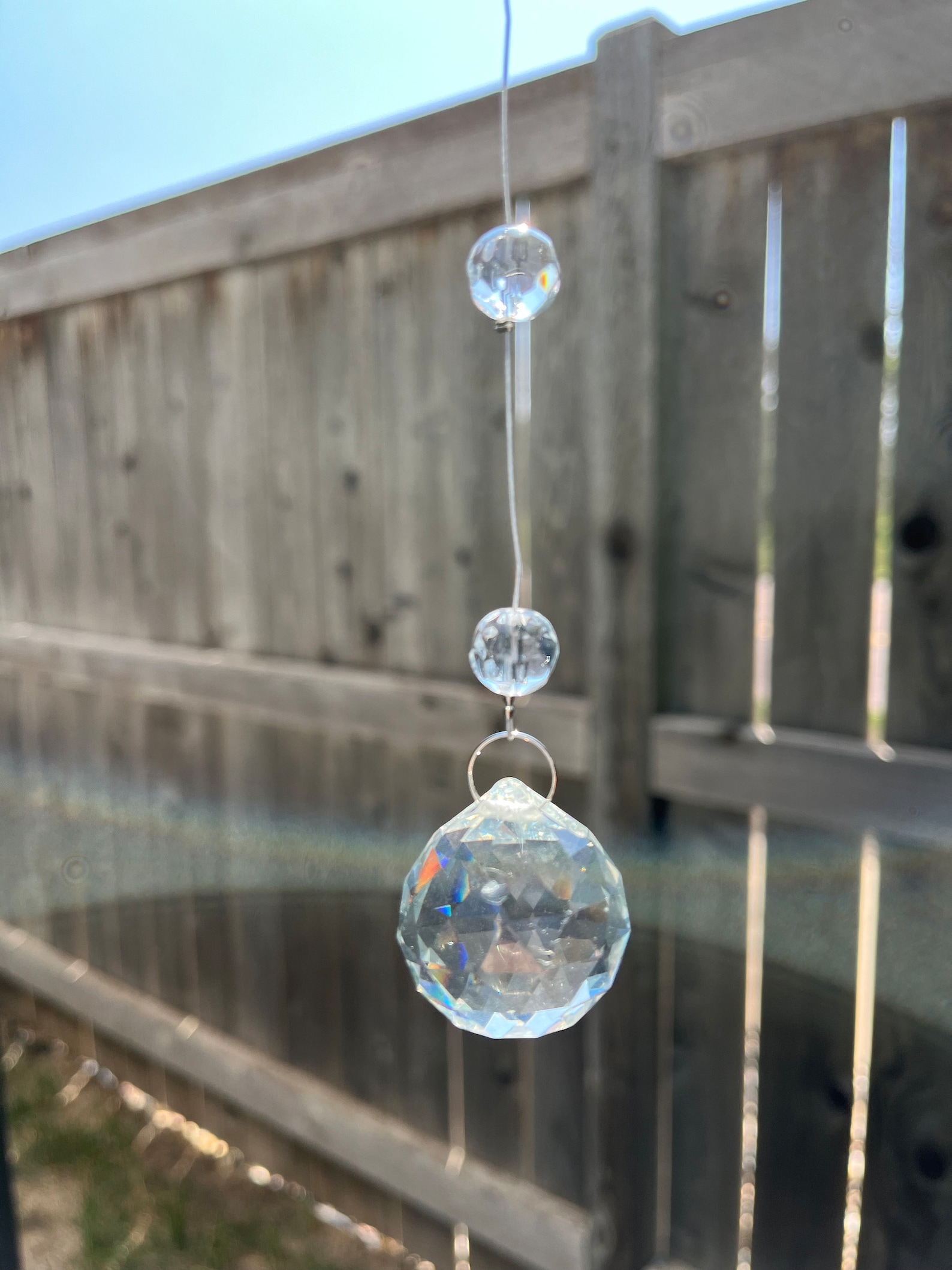 Glass Crystal Ball Sun Catcher, Galvanized Wire Garden Art, Outdoor ...