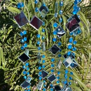 Sun Catcher Garden Art, Mirror Strings W/ Turquoise Rhinestones ...