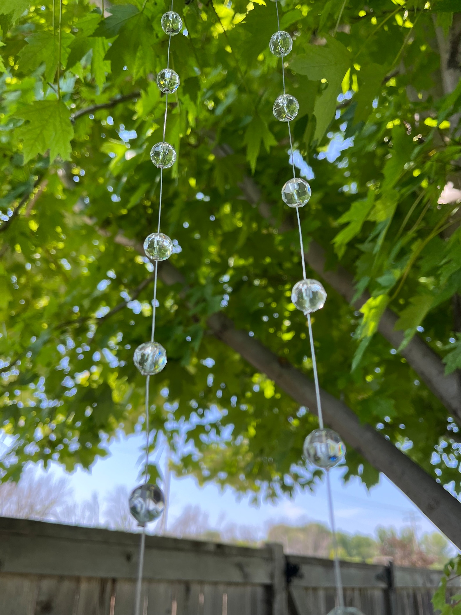 Glass Crystal Ball Sun Catcher, Galvanized Wire Garden Art, Outdoor ...