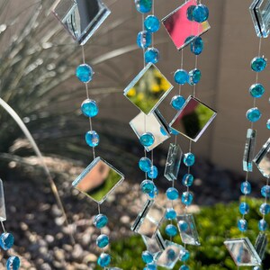 Sun Catcher Garden Art, Mirror Strings W/ Turquoise Rhinestones ...