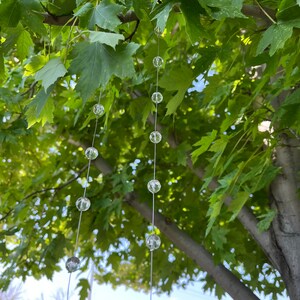 Glass Crystal Ball Sun Catcher, Galvanized Wire Garden Art, Outdoor ...