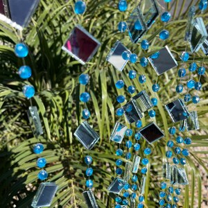 Sun Catcher Garden Art, Mirror Strings W/ Turquoise Rhinestones ...