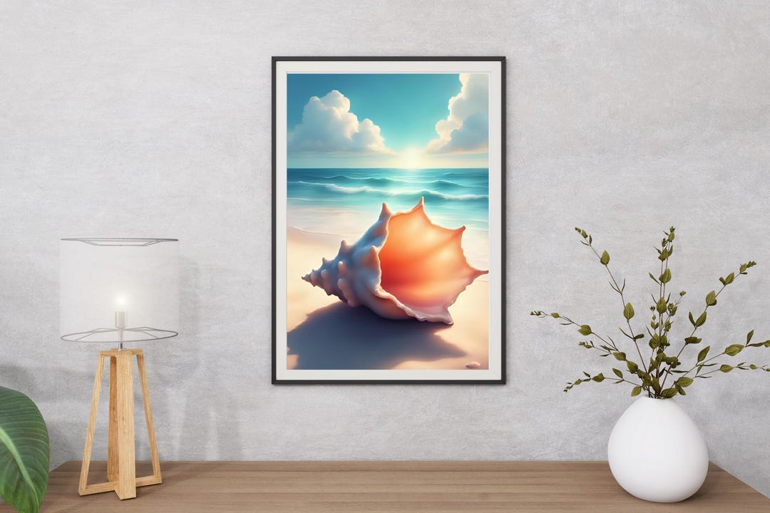 Seashell Beach Print – Coastal Wall Art, Ocean View (digital Download ...