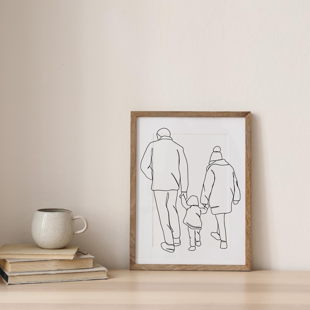 Personalized Family Line Art Print, Custom Minimalist Family Portrait ...