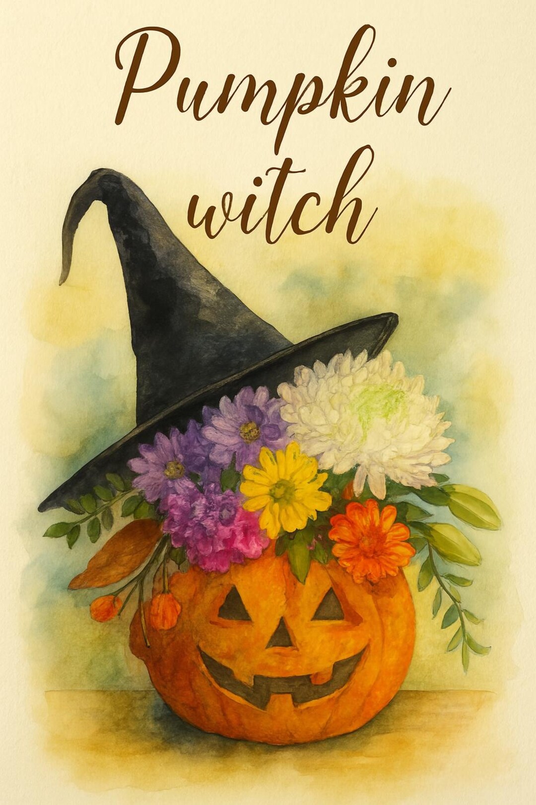 Halloween Witch Floral Bouquet Digital Image - Etsy