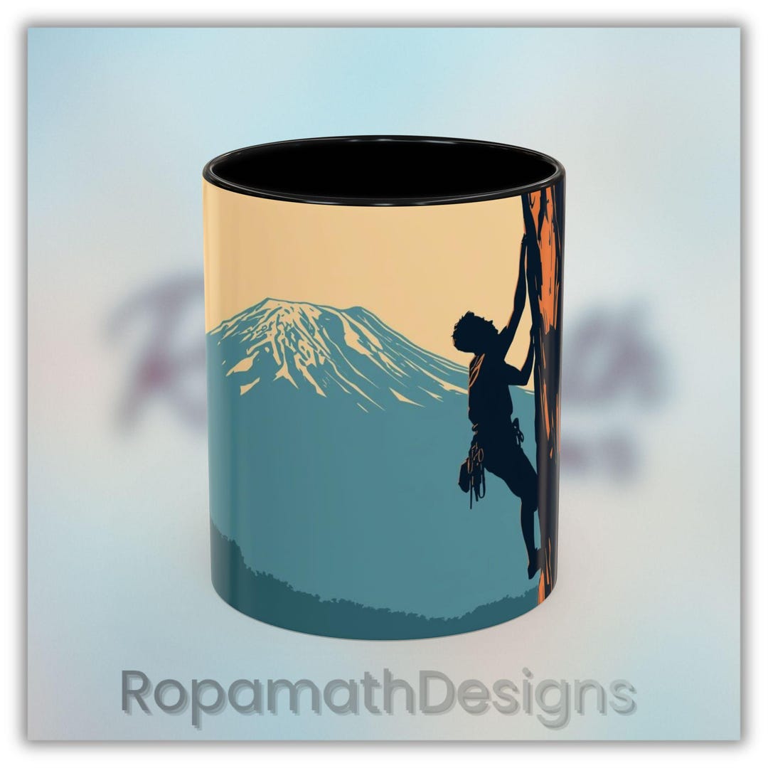 Mountain Climber Silhouette Mug | Accent Coffee Mug - Etsy
