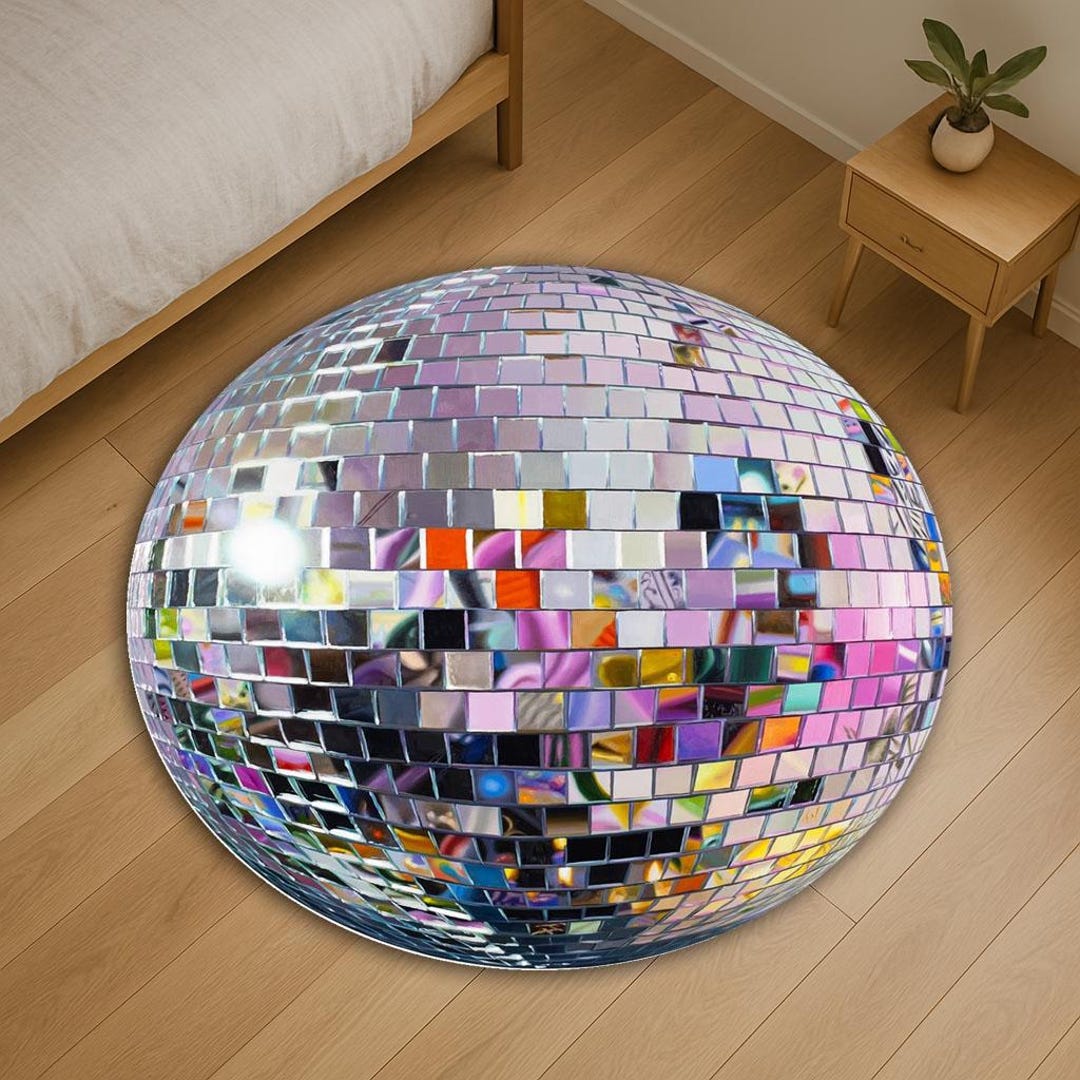 Disco Ball Round Rug, Shiny Mirror Tile Carpet, Retro Home Decor - Etsy