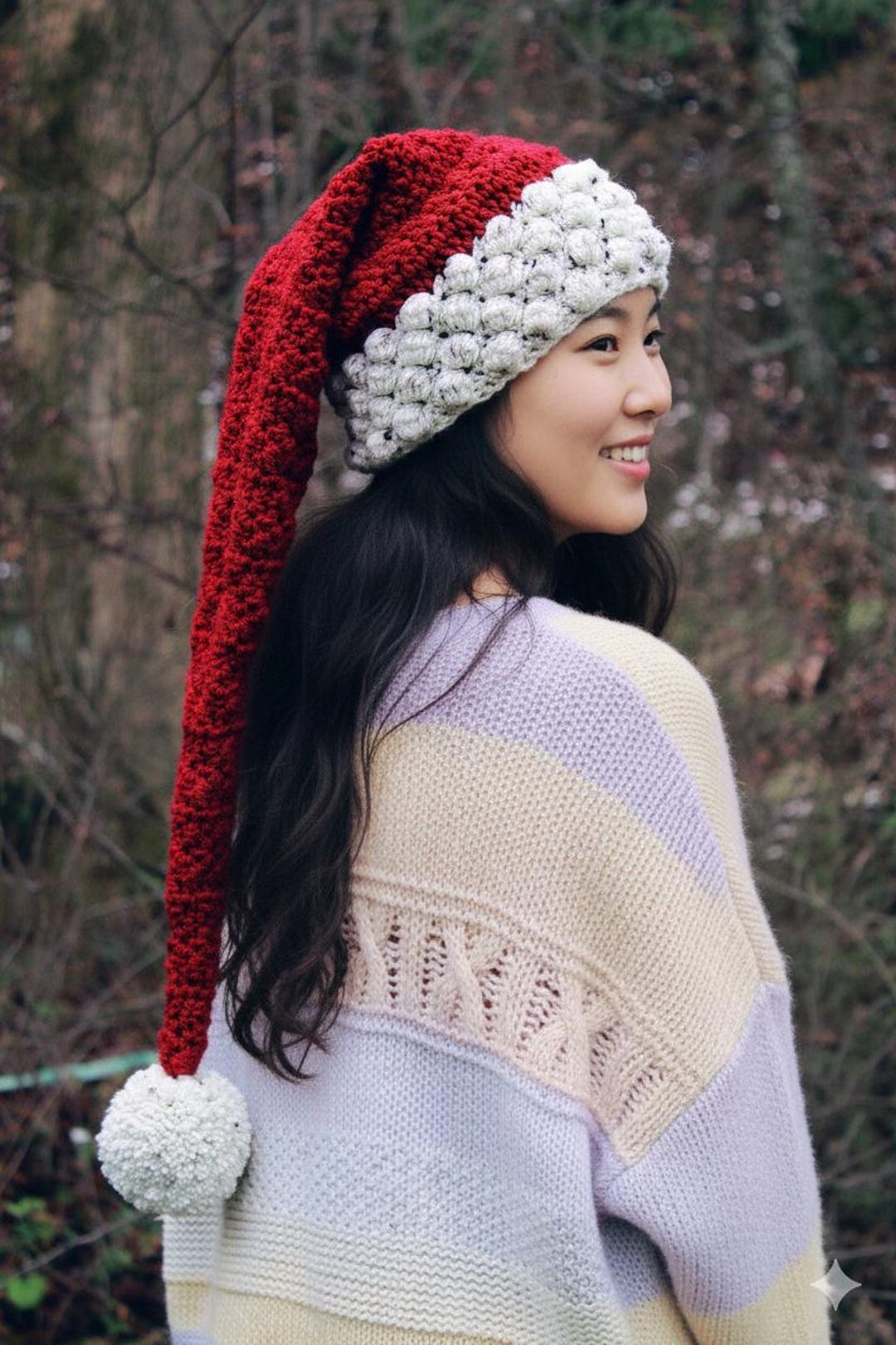 Long Bobble Santa Hat Crochet Pattern, English Instructions / Terms ...