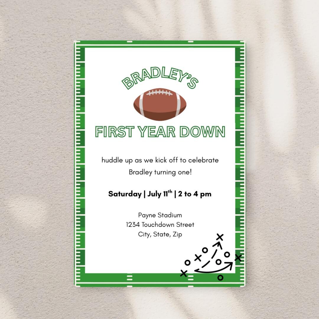 First Year Down Birthday Invitation – Editable First Year Down Template ...
