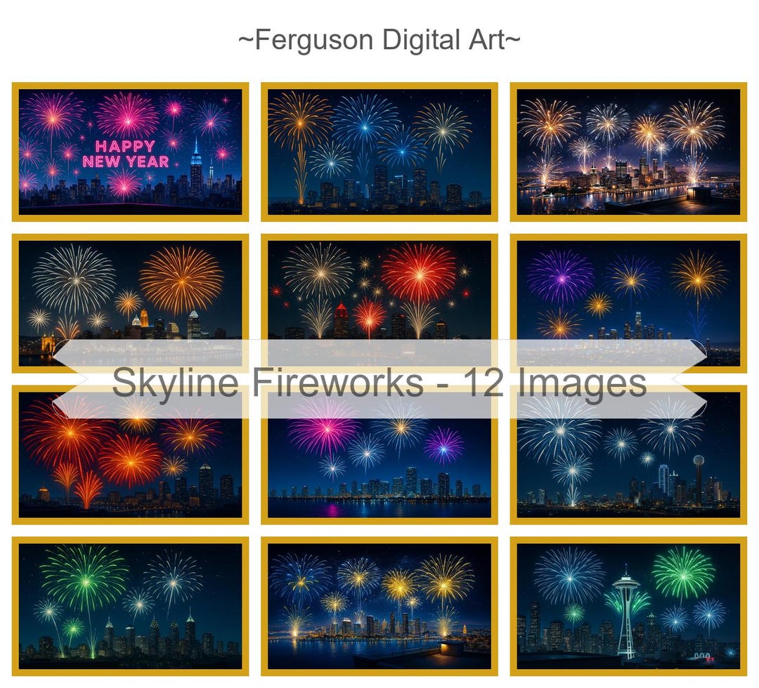 Skyline Fireworks - Frame TV and Roku Backdrops Art - 12 Images - Etsy