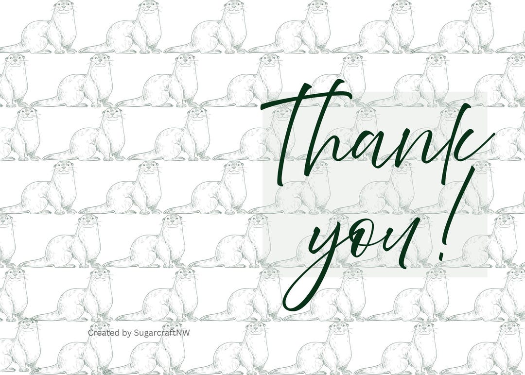 Otter Thank You Card Template, Downloadable Canva DIY - Etsy