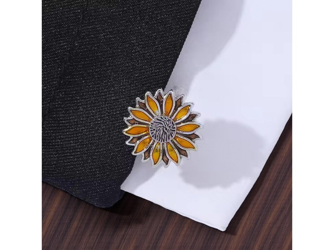 Sunflower Cuff Links, Decorative Metal Stud, Anniversary Gift for Him ...
