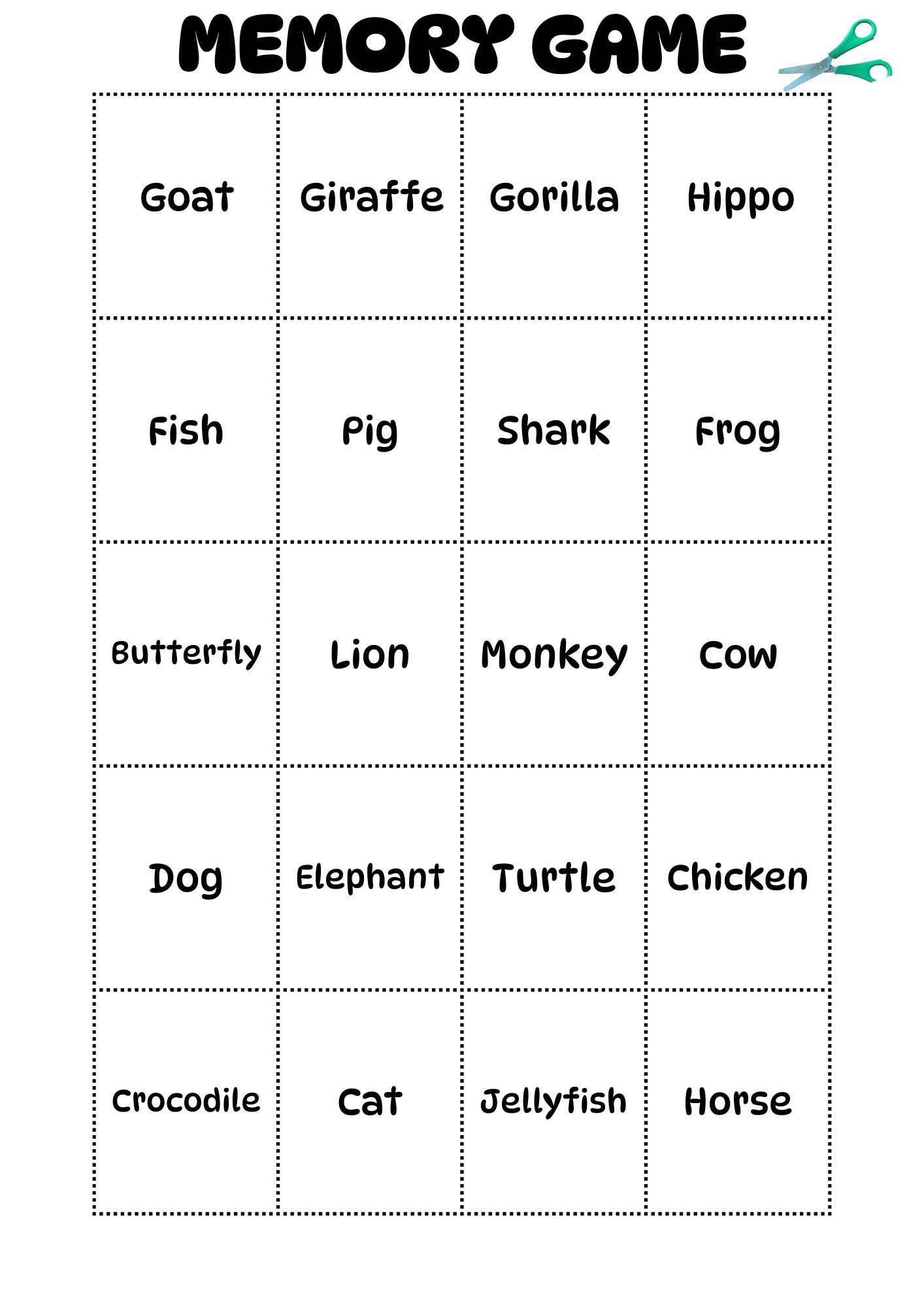 PDF Printable Animal Memory Game. X2 Copies to Play - Etsy