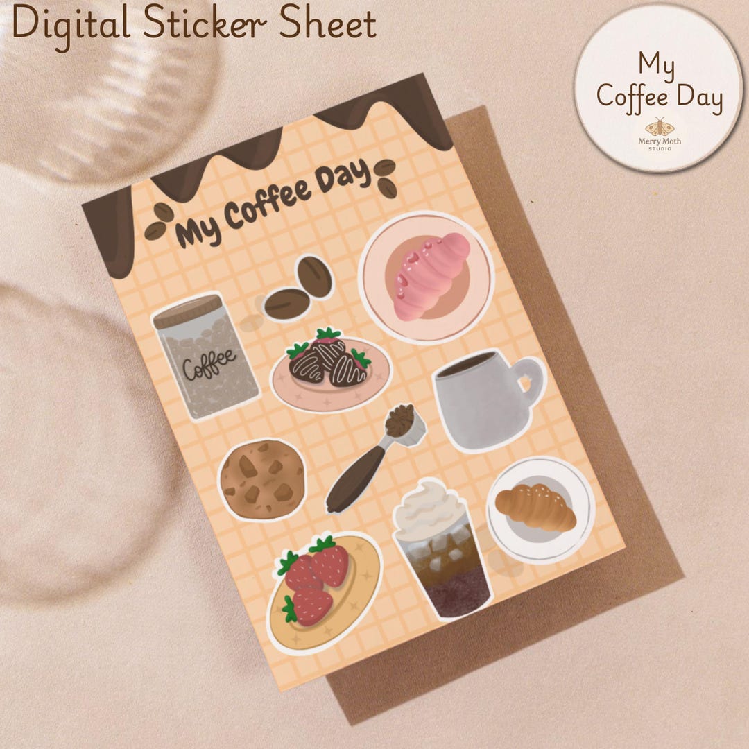My Coffee Day Sticker Sheet | Kawaii Coffee Stickers Printable ...