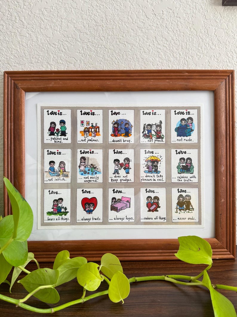 LOVE IS – 1 Corinthians 13 Christian Art Print, Scripture Wall Decor ...