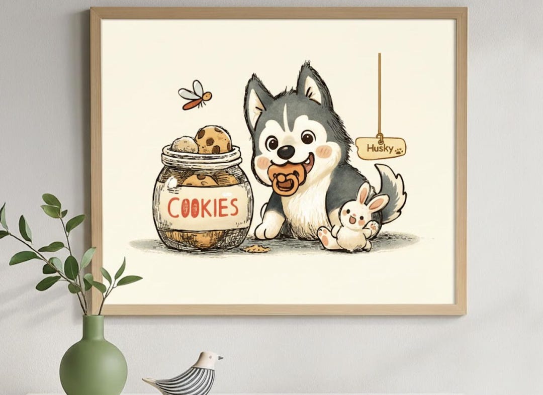 Husky – Cookie Jar Poster | Playful Dog Print | Digital Download Art - Etsy