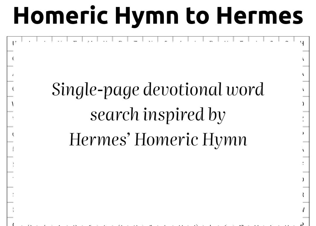 Homeric Hymn to Hermes Word Search - Etsy