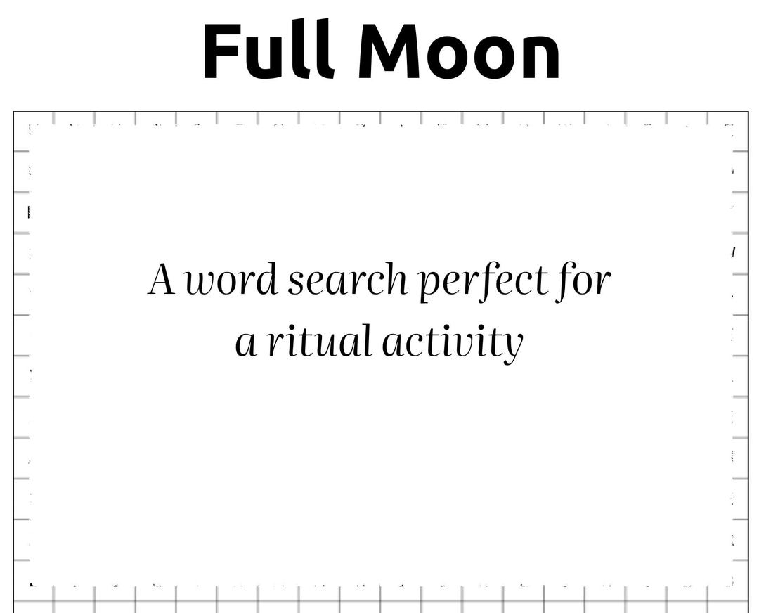 Full Moon - Word Search - Ritual Activity - Etsy