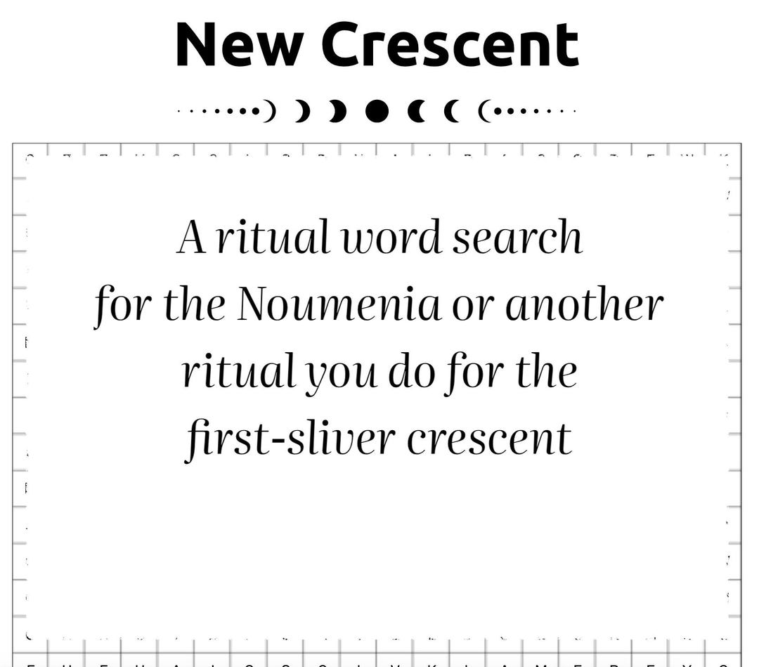 New Crescent - Ritual Word Search Activity - Noumenia - Etsy