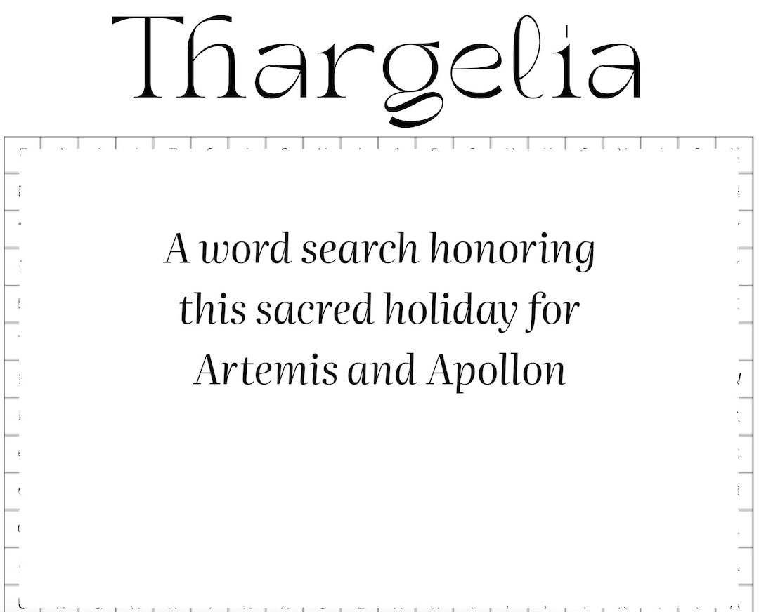Thargelia - Word Search Ritual Activity - Devotional Activity - Etsy