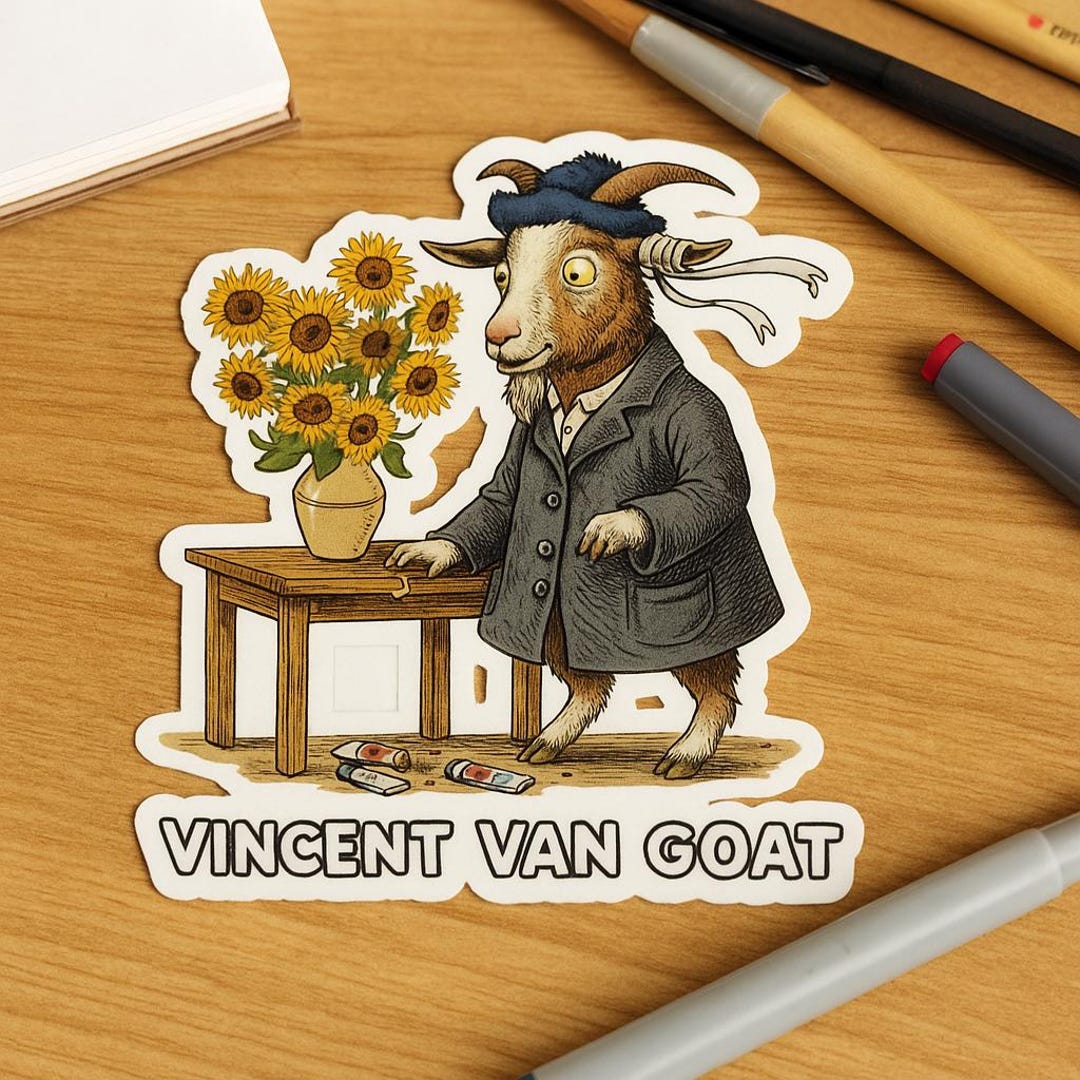 Vincent Van Goat Sticker | Funny Sunflower Artist Gift - Etsy