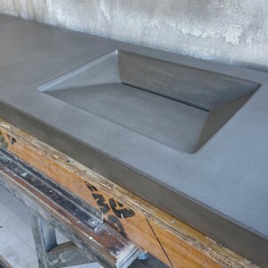 Modern Ramp Concrete Sink | Double Integral Basin With Slot Drain ...