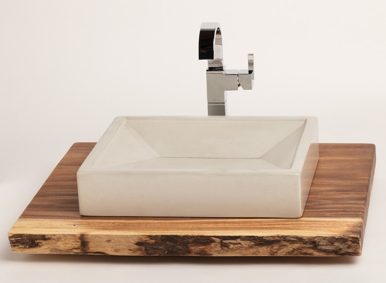 Concrete Vessel Sink | Modern Ramp Handmade Bathroom Sink | 17.5 Inch ...