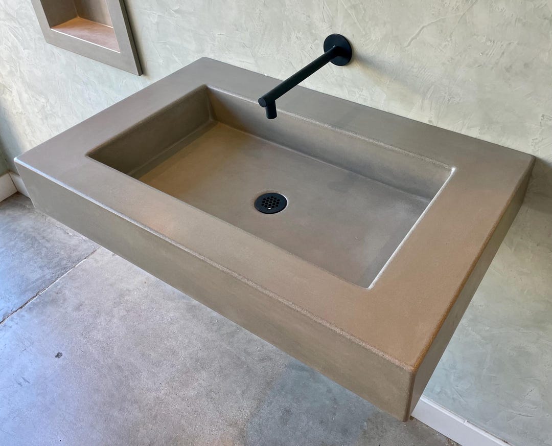30" Wall Mounted Concrete Sink, Floating Concrete Sink, Farmhouse Sink ...