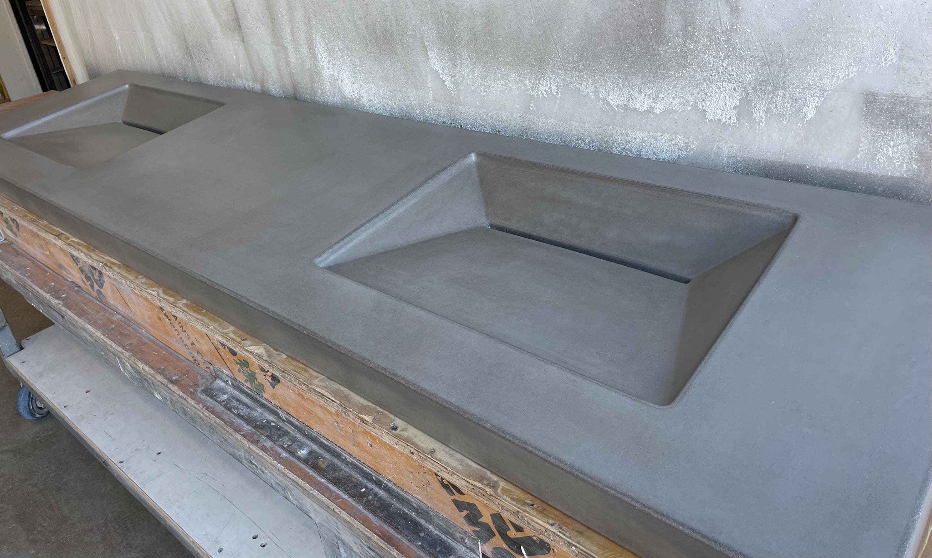 Modern Ramp Concrete Sink | Double Integral Basin With Slot Drain ...