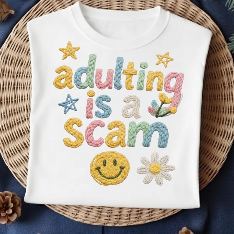 Adulting is a Scam PNG, Funny Sarcastic Png, Faux Yarn PNG, Trendy ...