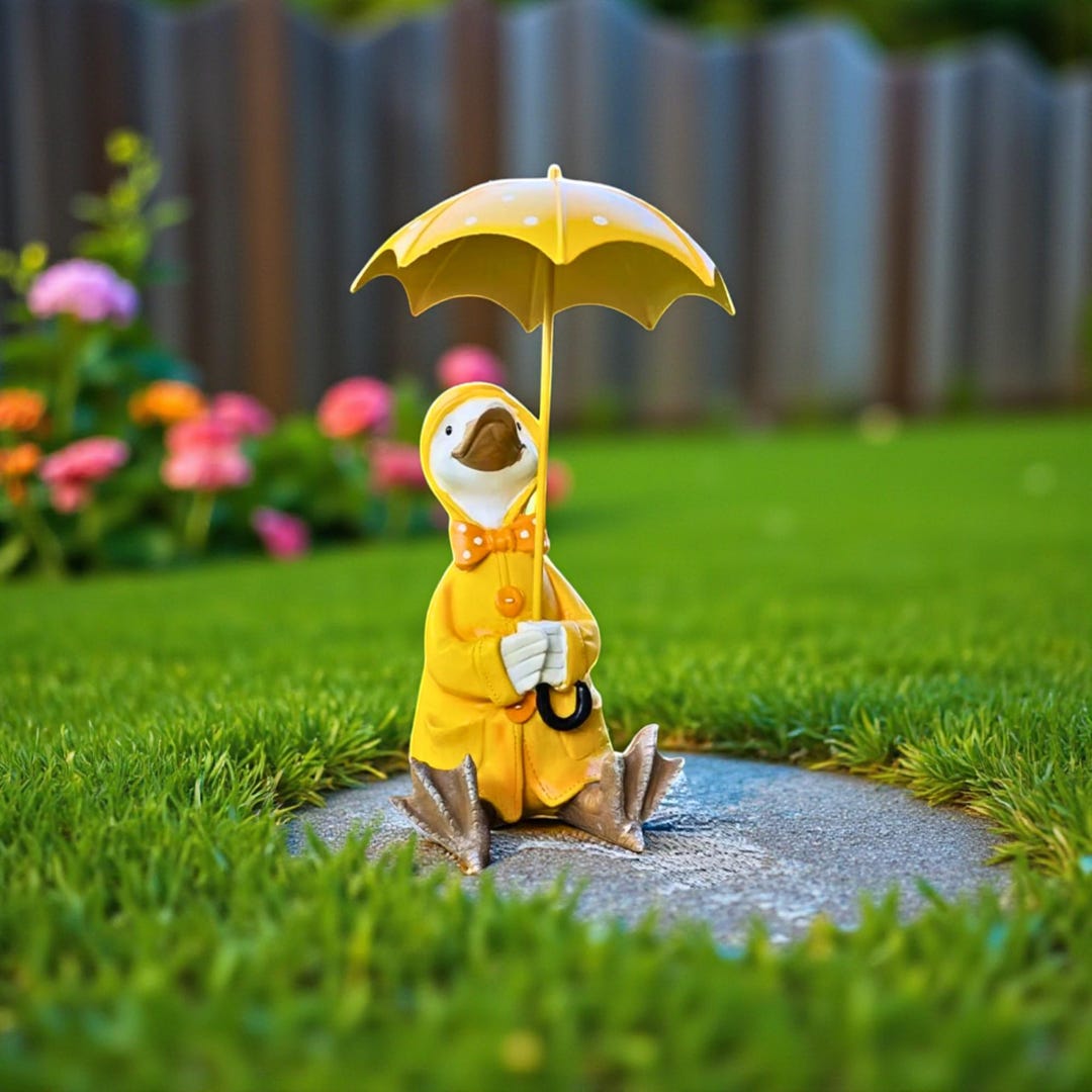 Resin Duck Garden Statue – Rustic Whimsical Outdoor Decor - Etsy