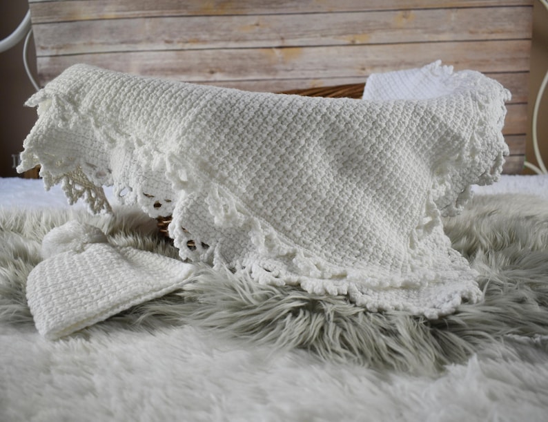 White Mesh Baby Blanket Set - Etsy
