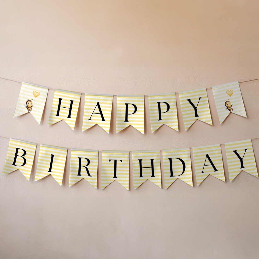 1st Bee Day Banner, Bee Birthday Bunting, First Birthday Decor ...
