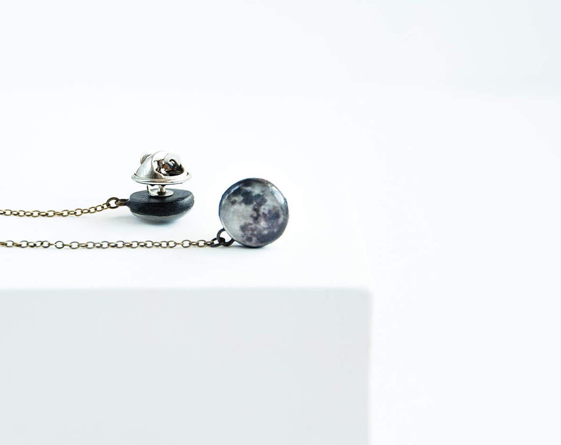 Full Moon Collar Pins Shirt Accessories Galaxy Collar Chain | Etsy