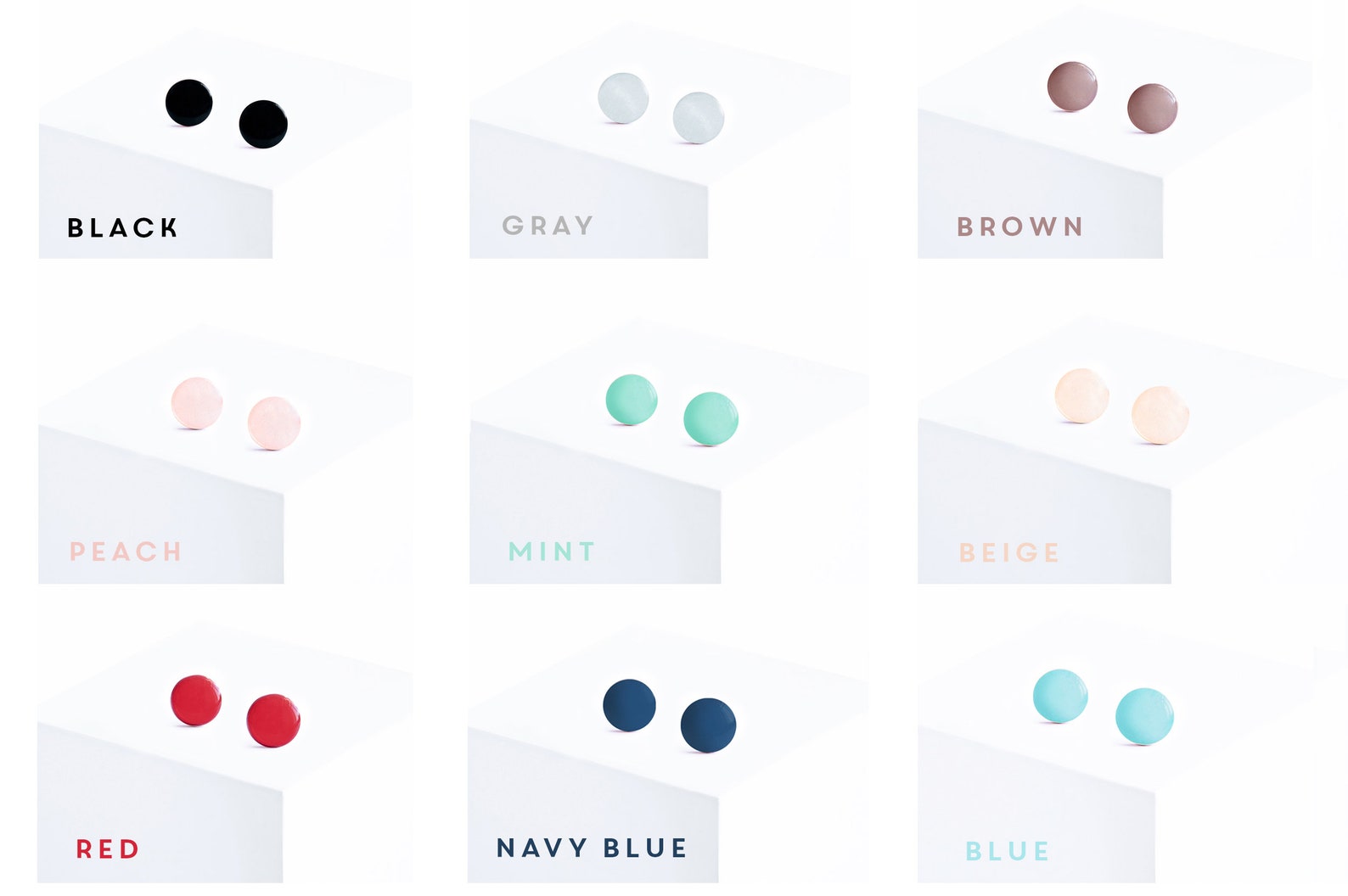 9 different colors earrings studs Black stud earrings nickel | Etsy