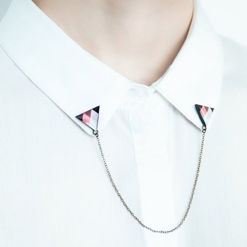 Triangle Collar Pins Unique Accessory Collar Chain Shirt - Etsy