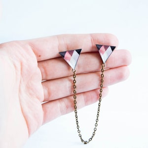 Triangle Collar Pins, Unique Accessory, Collar Chain, Shirt Brooches - Etsy